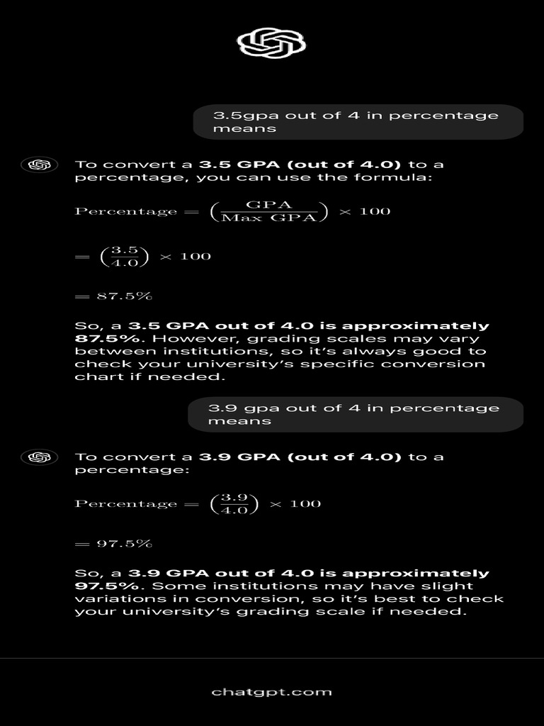 GPA To Percentage Conversion | PDF