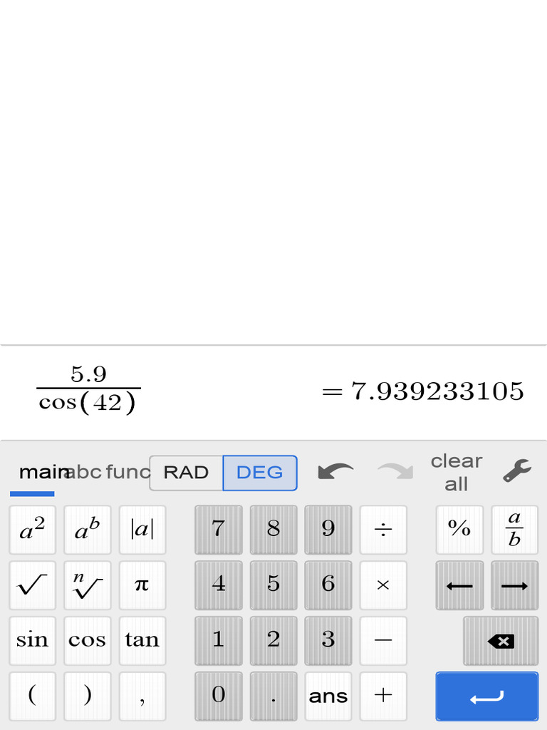 Cosine Calculation for 42 Degrees | PDF