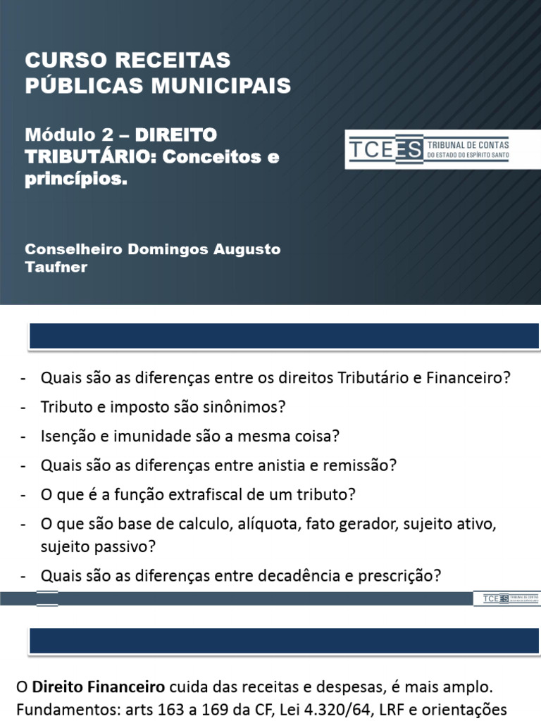 MÃ“DULO 2 - DIREITO TRIBUTÃ_RIO - CONCEITOS E PRINCIPIOS TRIBUTÃ_RIOS | PDF