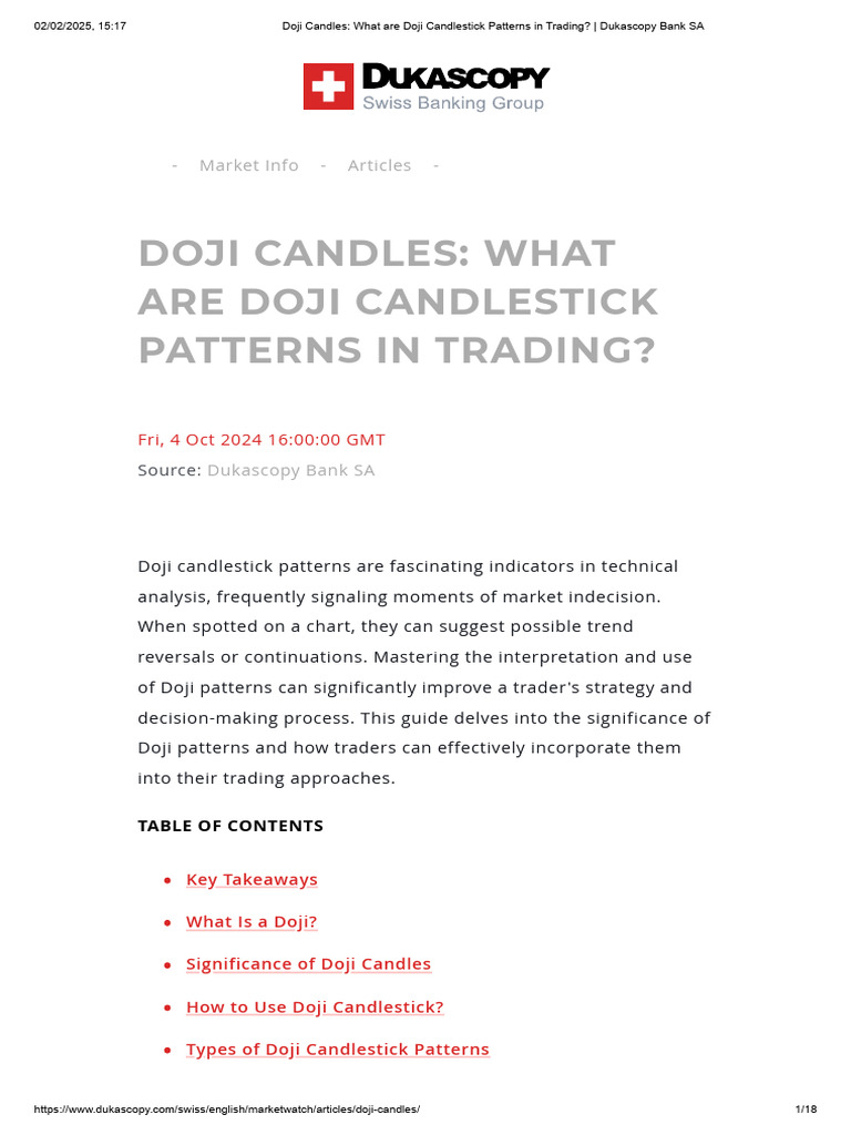 Doji Candlestick Patterns Guide | PDF | Valuation (Finance) | Financial ...