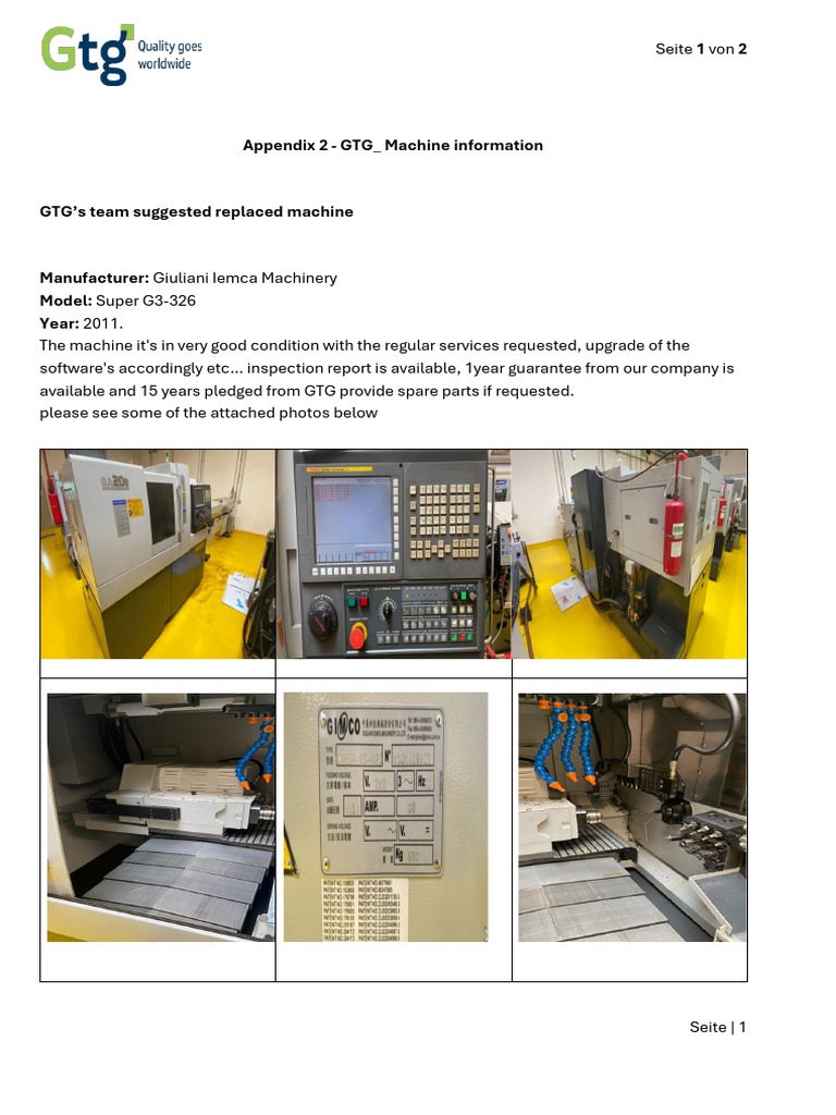 Appendix 2 - GTG - Machine Information | PDF