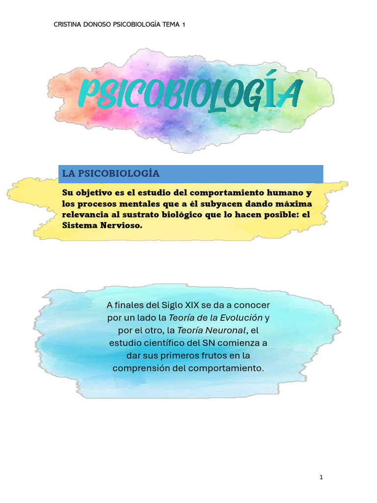 Resumen Tema 1 Psicobiología | PDF | Neurociencia conductual | Comportamiento