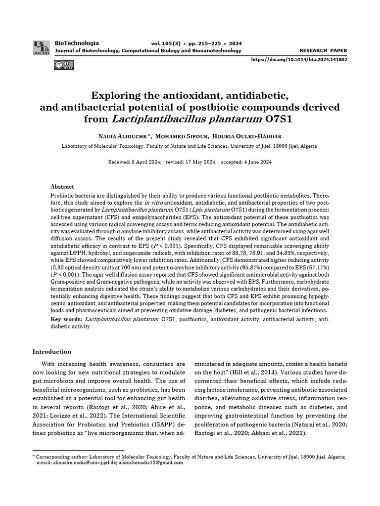 Exploring The Antioxidant, Antidiabetic, and Antibacterial Potential of ...
