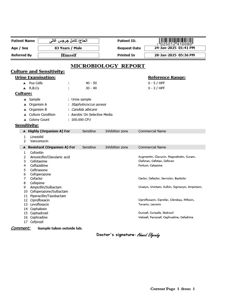 Urine Culture and Sensitivity Report | PDF | Antibiotics | World Health ...