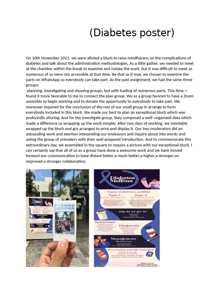 Diabetes Awareness Poster Project Summary | PDF