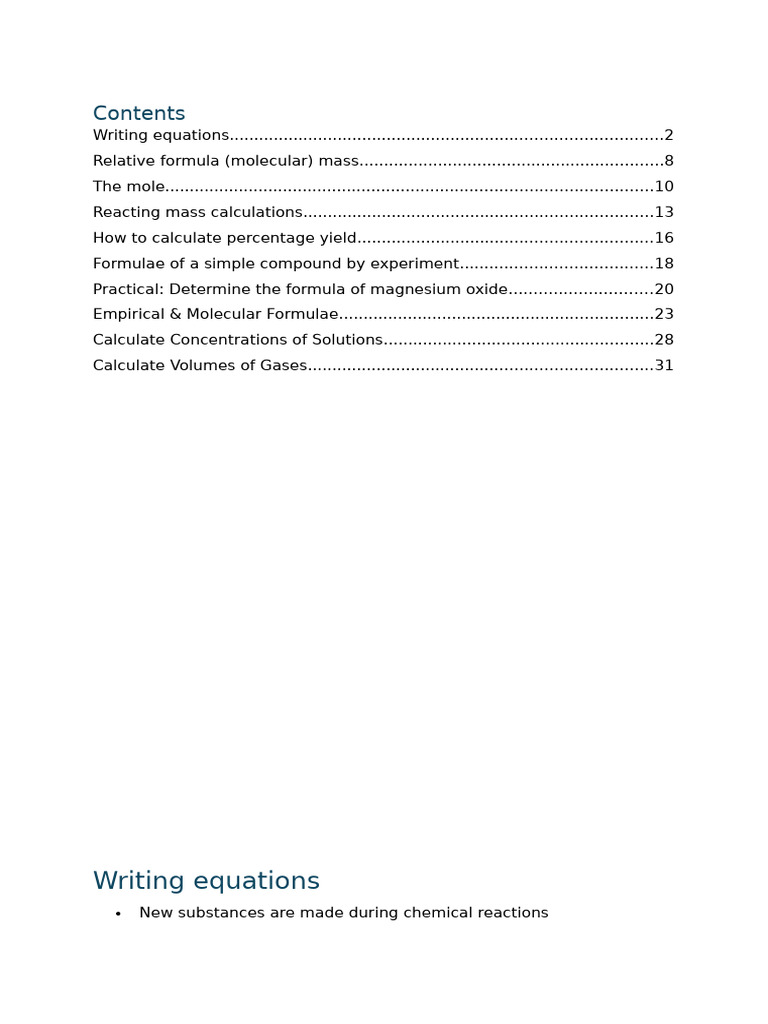 Stoichiometry - Chemical Calculations | PDF | Mole (Unit) | Molecules
