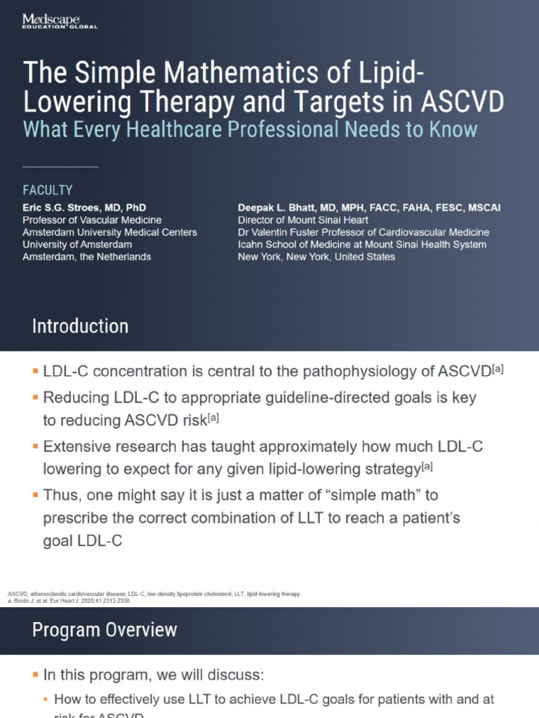 The Simple Mathematics of Lipid-Lowering Therapies and Targets in ASCVD ...