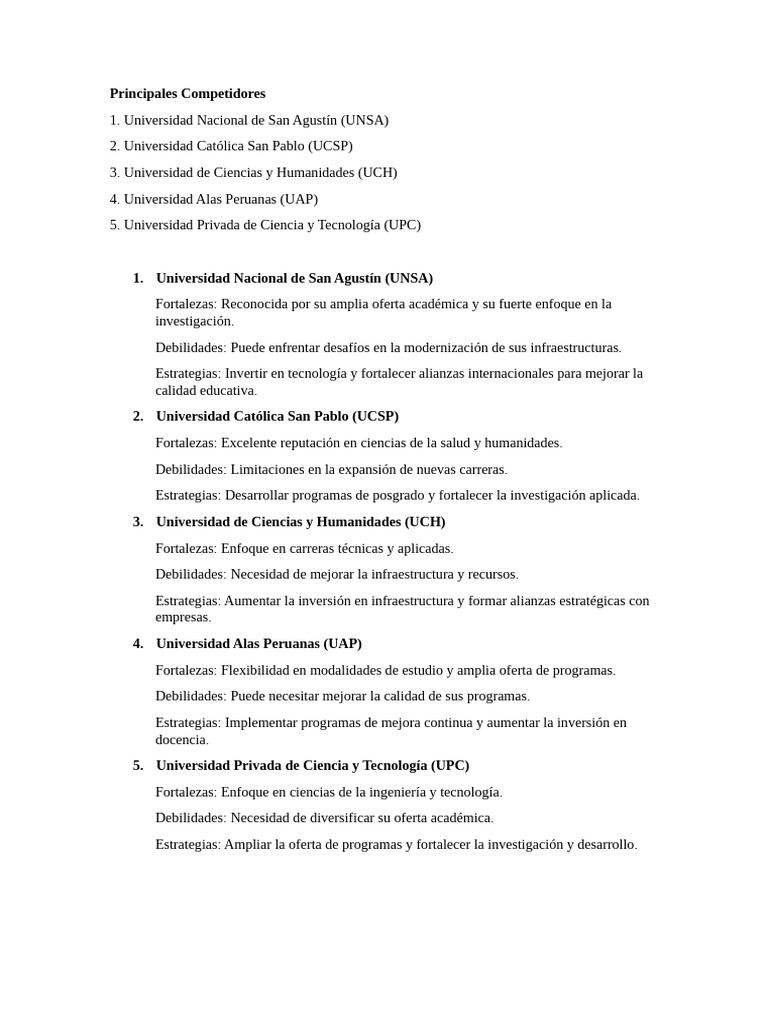 Principales Competidores | PDF