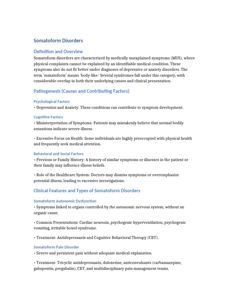 Somatoform Disorders | PDF | Mental Disorder | Cognitive Behavioral Therapy