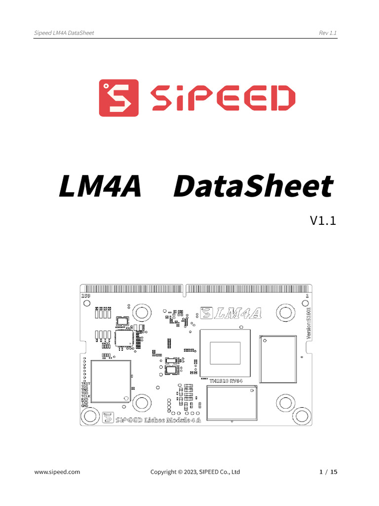 SIPEED LM4A DataSheet EN V1.1 | PDF | Multi Core Processor | Copyright