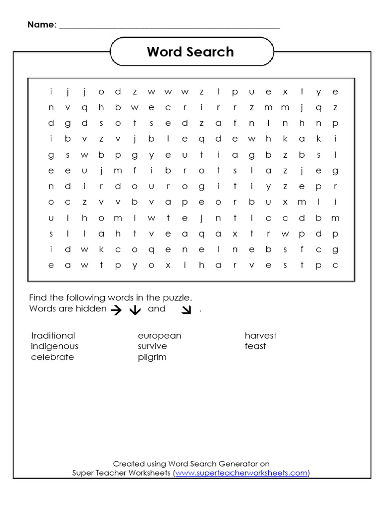 Super Teacher Worksheets Word Search | PDF | Word Search | Word Puzzles