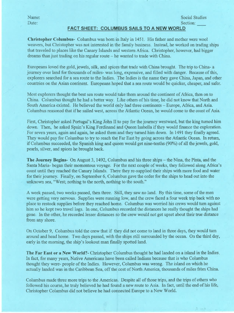 Columbus - Fact Sheet | PDF