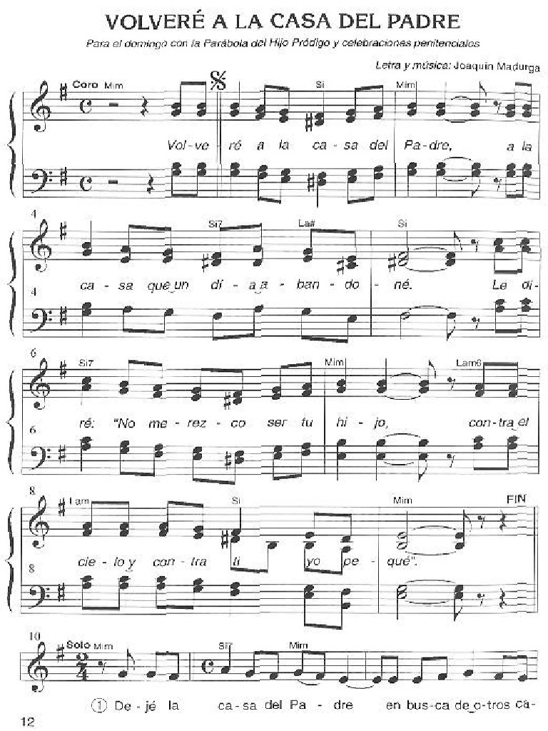 Volveré A La Casa Del Padre - Joaquín Madurga (Partitura) | PDF