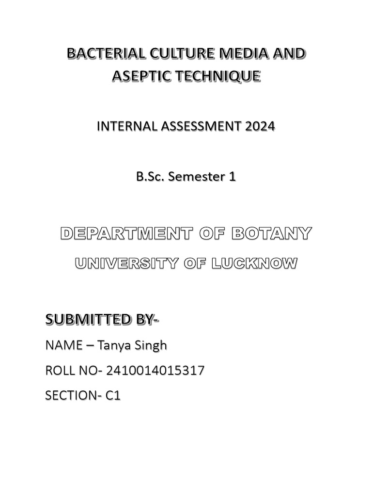 Bacterial Culture Media and Aseptic Technique | PDF