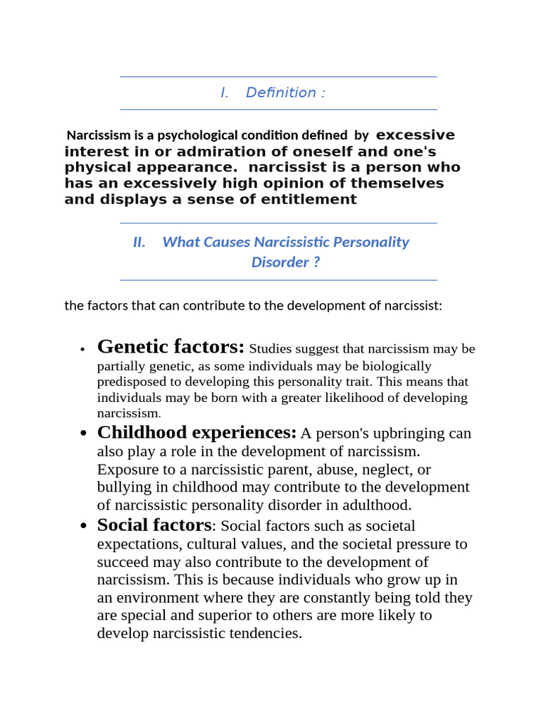 Definition | PDF | Narcissism | Psychology