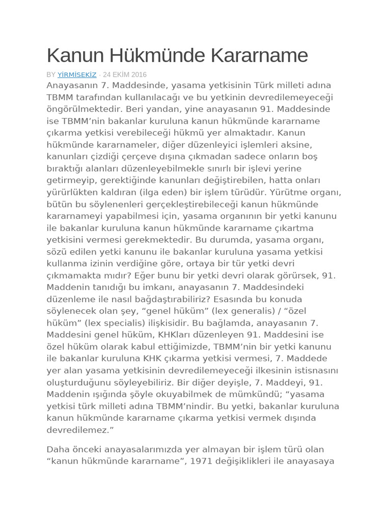 Kanun Hükmünde Kararname | PDF