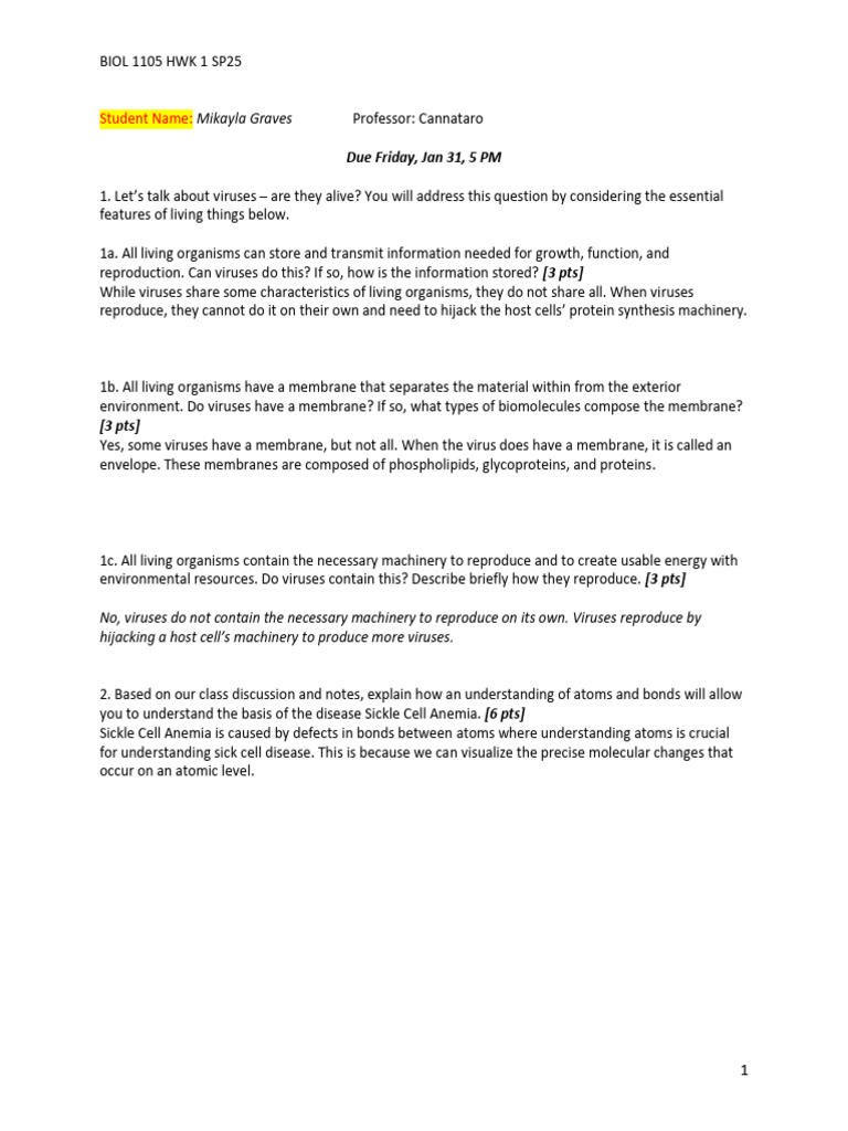 B1105 HWK 1_SP25_student (1) | PDF | Chemical Polarity | Chemical Bond