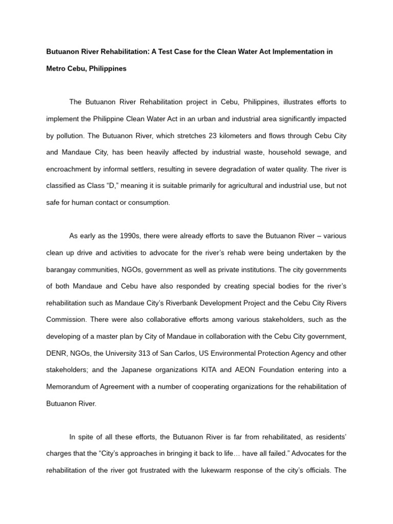 Butuanon River Rehabilitation | PDF | Water Pollution | Sanitation