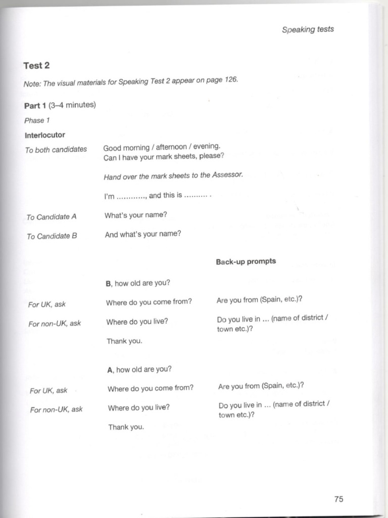 KET 2 Speaking Test | PDF