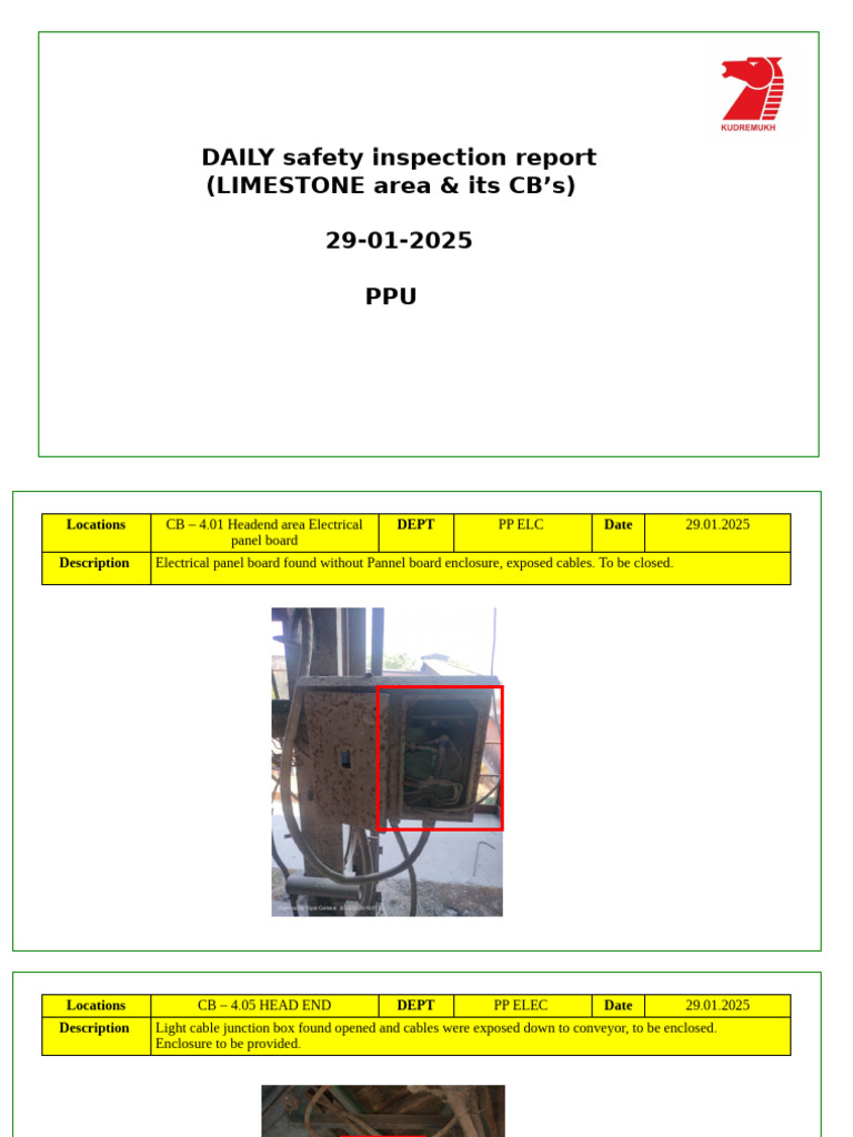 PP DEPARTMENT SAFETY OBSERVATION (LIMESTONE CB 405) DT 29 01 2025 | PDF ...