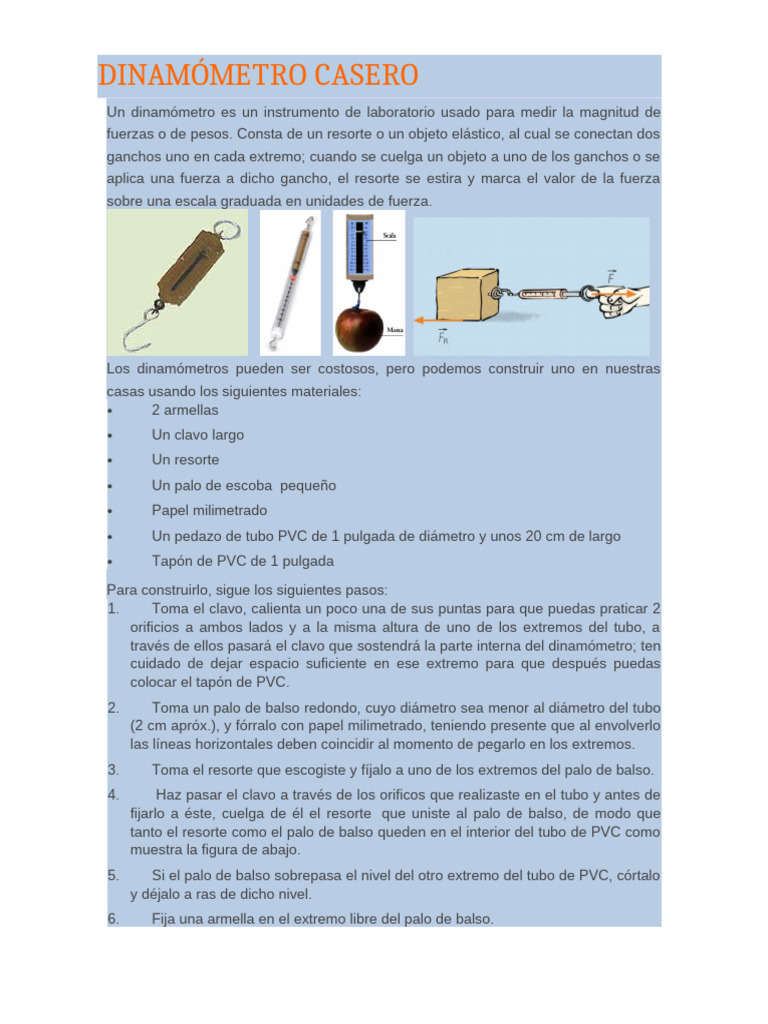 Cómo hacer un dinamómetro casero | PDF