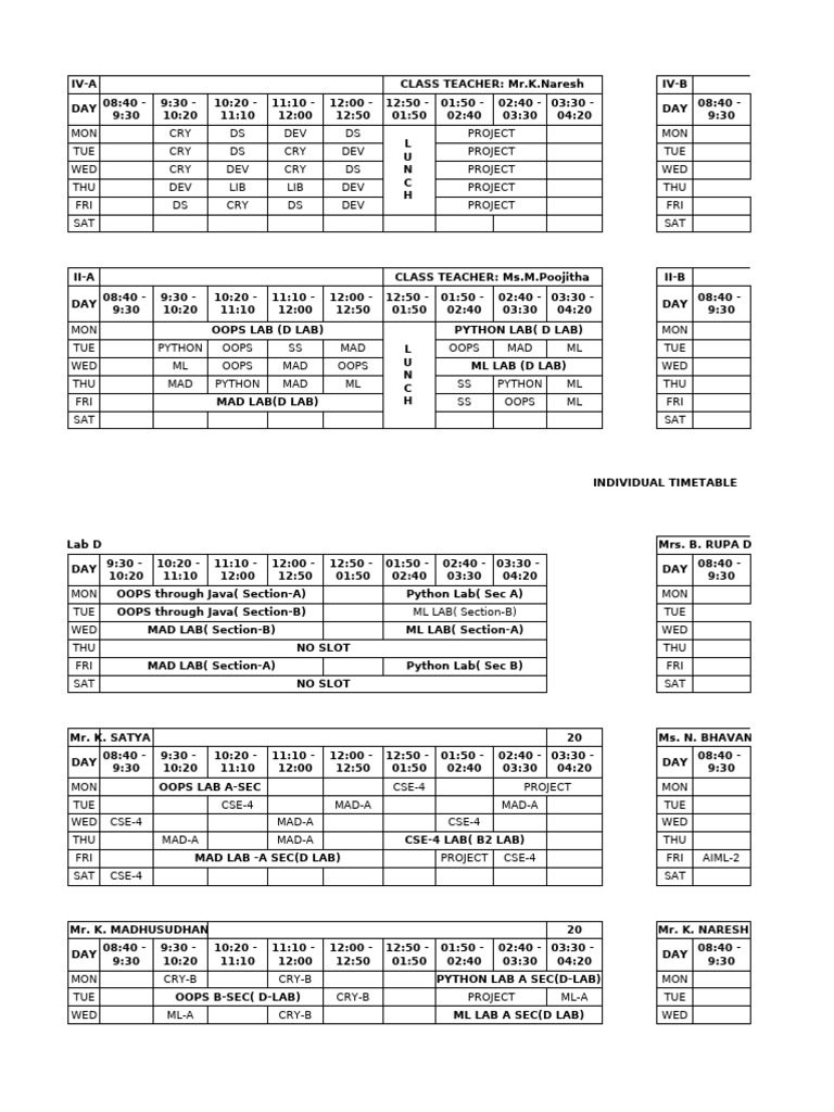 k Padmanaban _Time Table | PDF