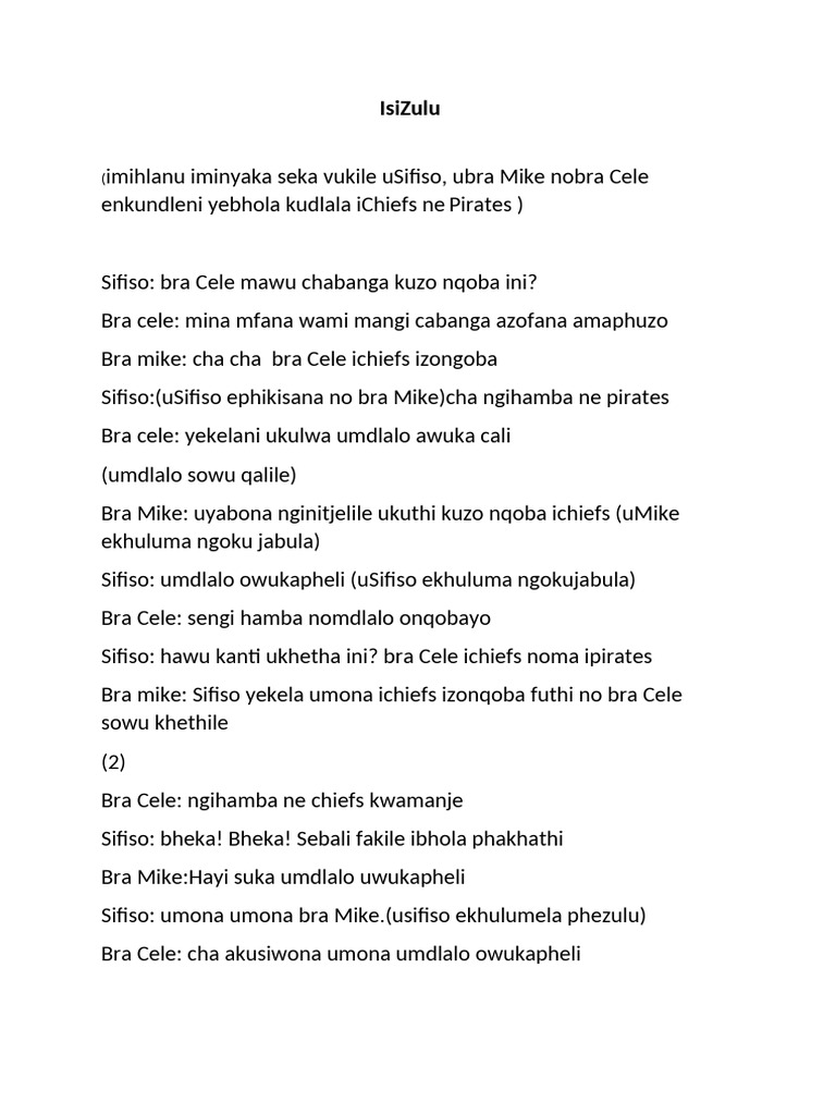 Isizulu For Thato | PDF