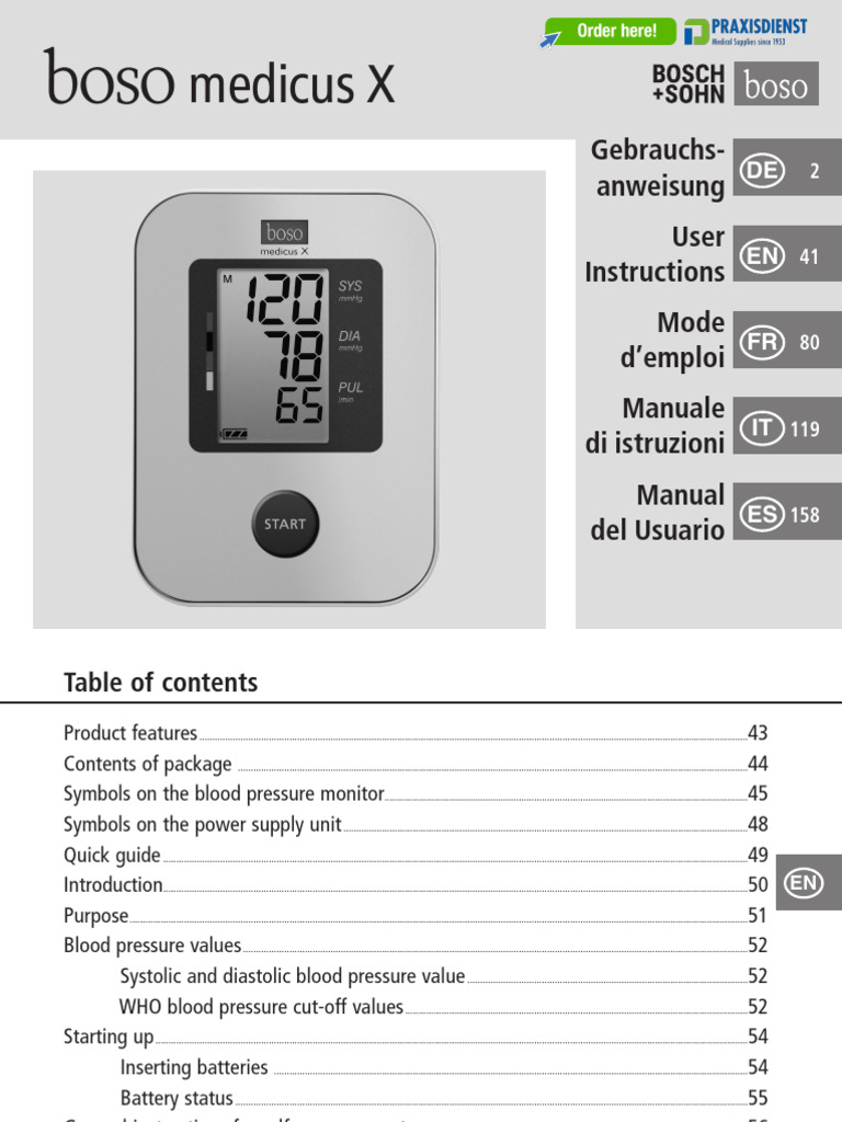 132639-boso-medicus-x-user-manual | PDF | Blood Pressure | Hypertension
