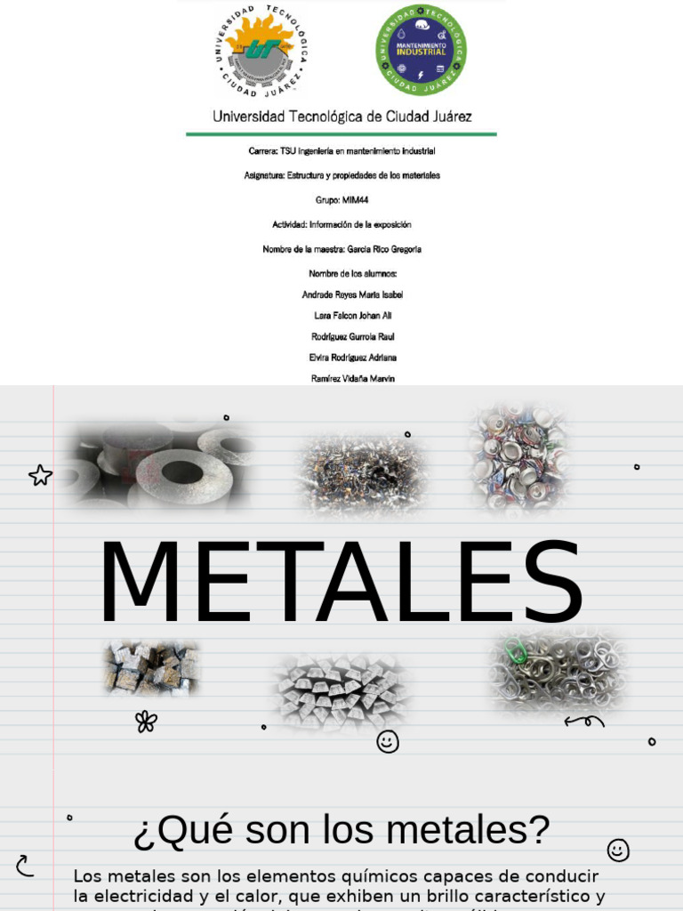 PRESENTACION-METALES | PDF | Rieles | Elementos químicos