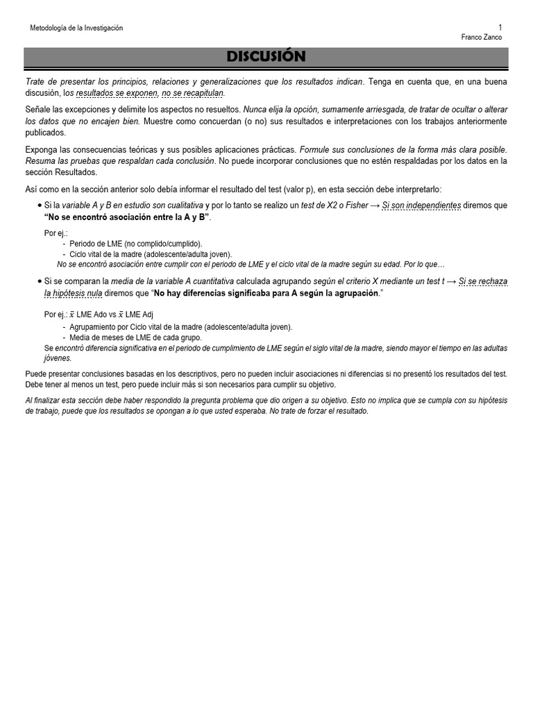 Discusión de Resultados en Investigación | PDF | Hipótesis | Metodología