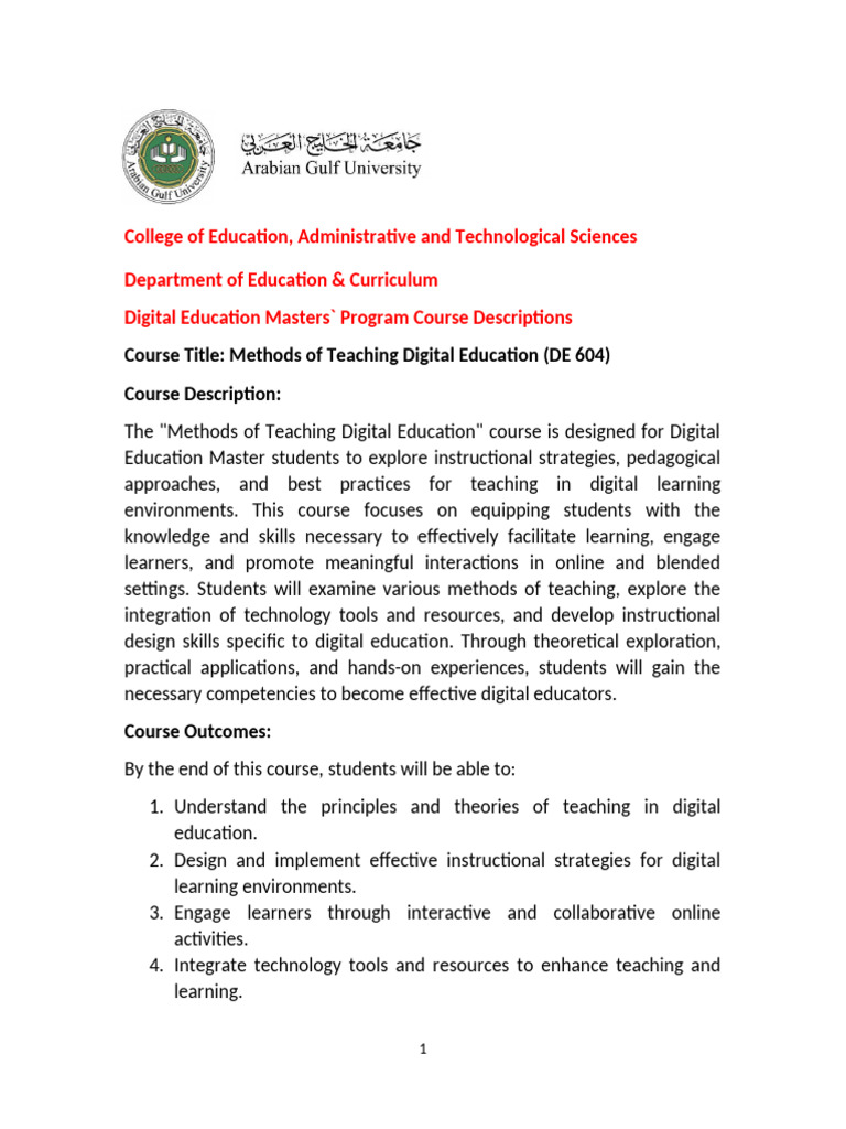 Methods of Teaching Digital Education وصف | PDF