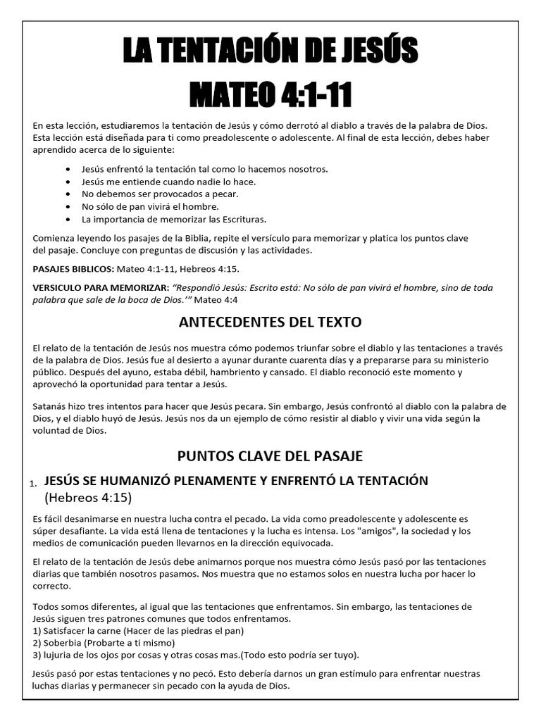La Tentacion de Jesus | PDF | Jesús | Diablo