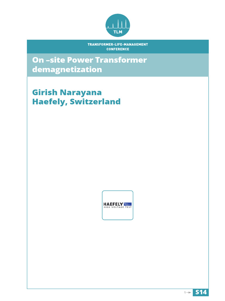 On Site Power Transformer Demagnetization | PDF | Transformer | Inductance