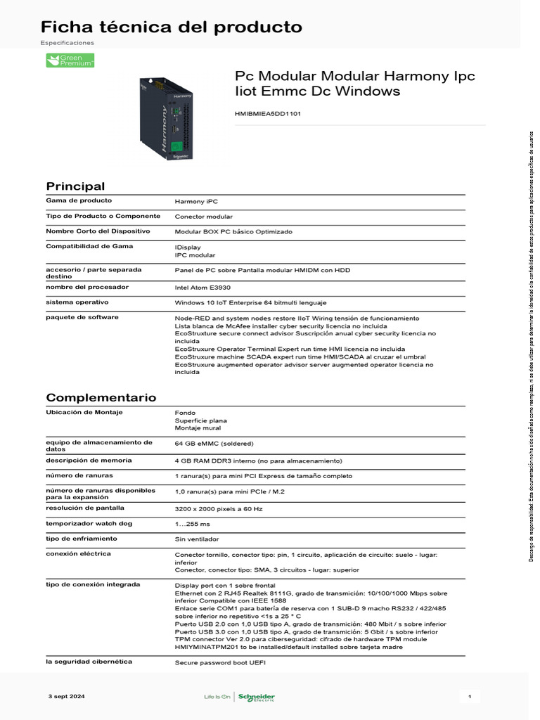 Schneider Electric - EcoStruxure-Magelis-iPC - HMIBMIEA5DD1101 | PDF ...