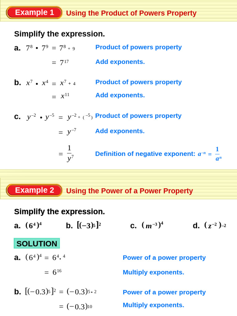 Ch7-1 Exponent Properties Involving Products | PDF | Multiplication ...