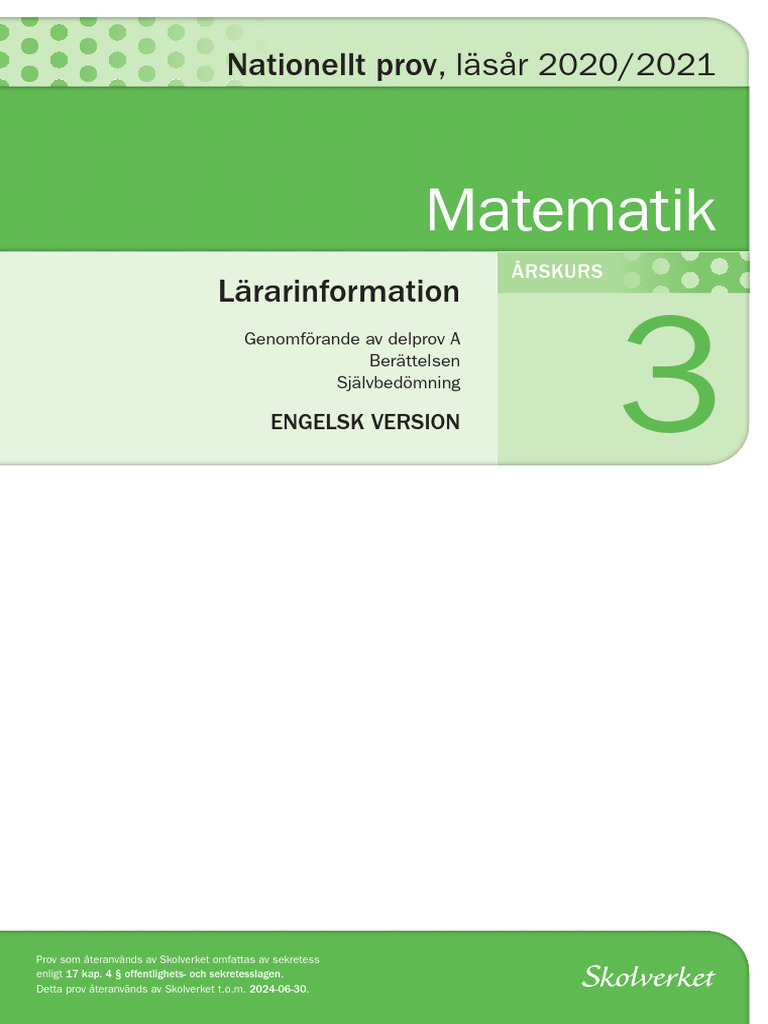 Np3 2021 Ma Lärarinformation Engelsk | PDF