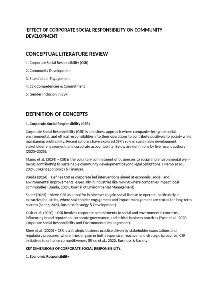 CSR's Impact on Community Development | PDF | Corporate Social ...
