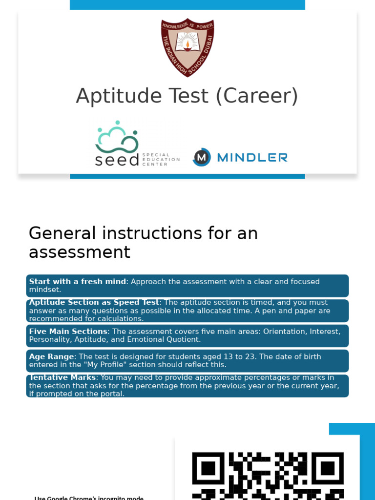 Career Aptitude Test Instructions | PDF