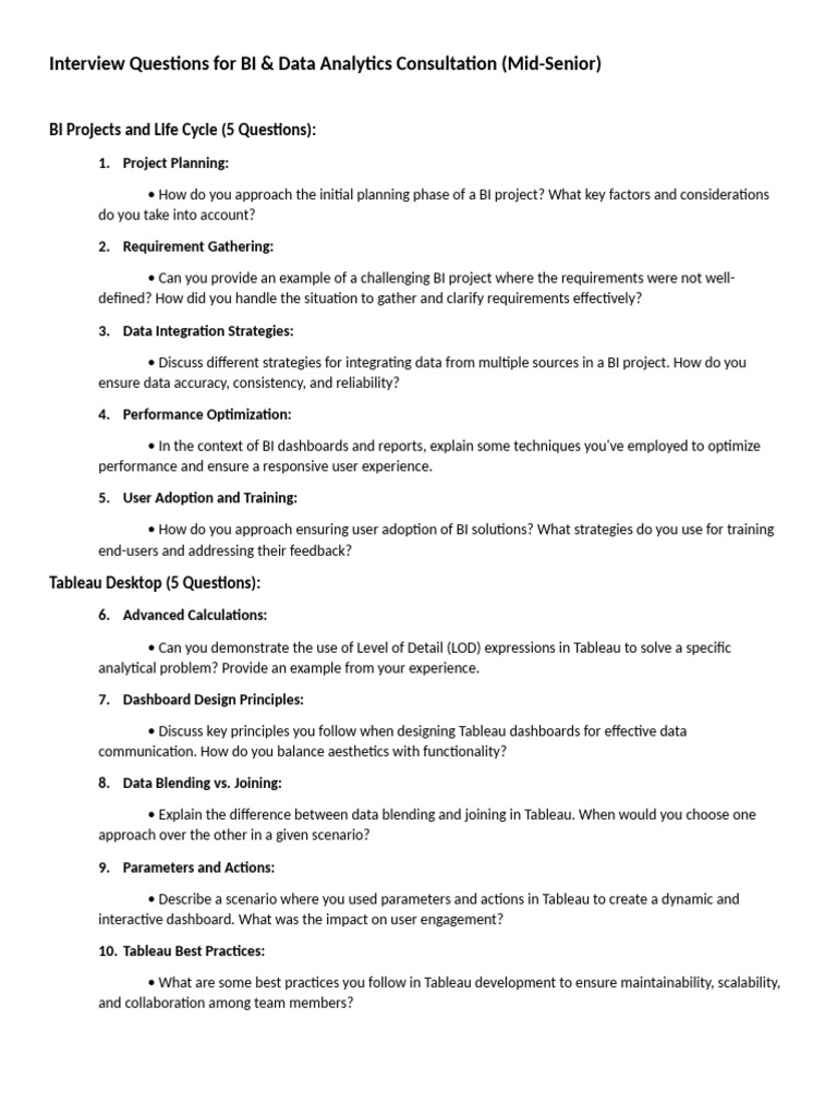 BI & Data Analytics Interview Questions | PDF | Databases | Data Warehouse