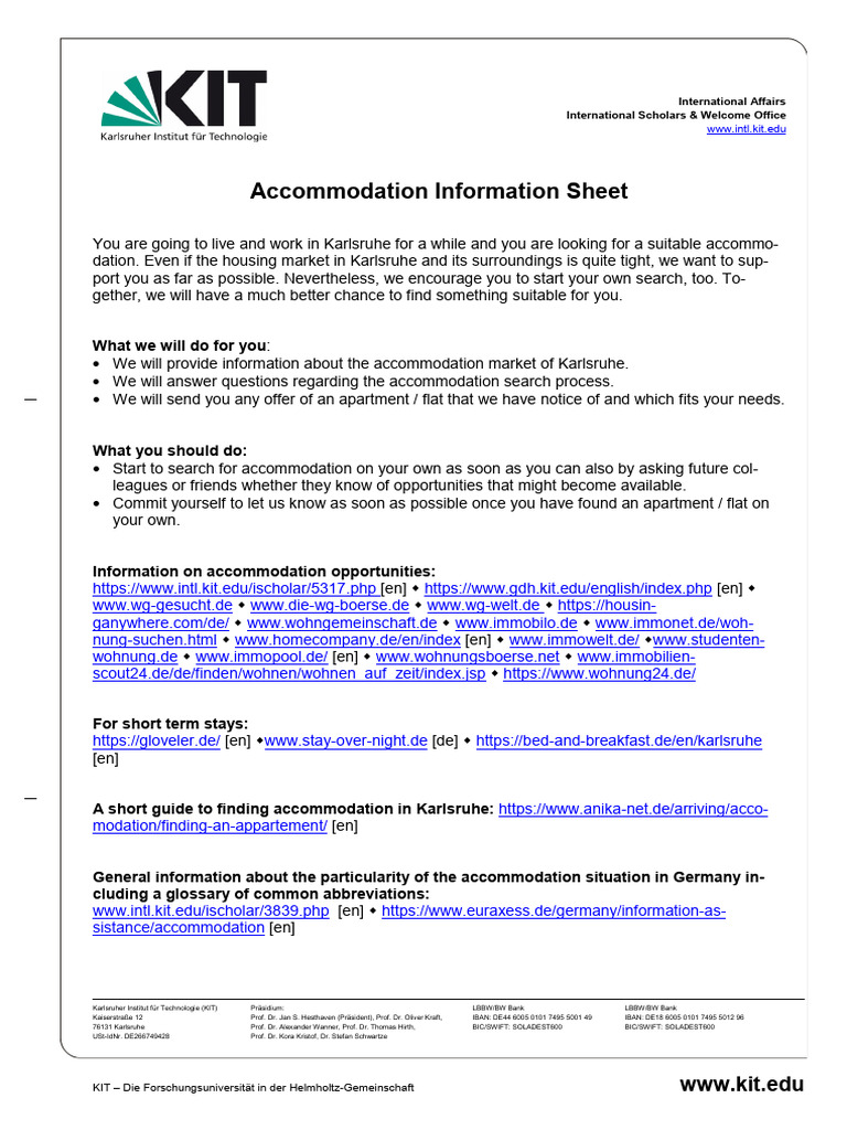 Accommodation Information Sheet | PDF