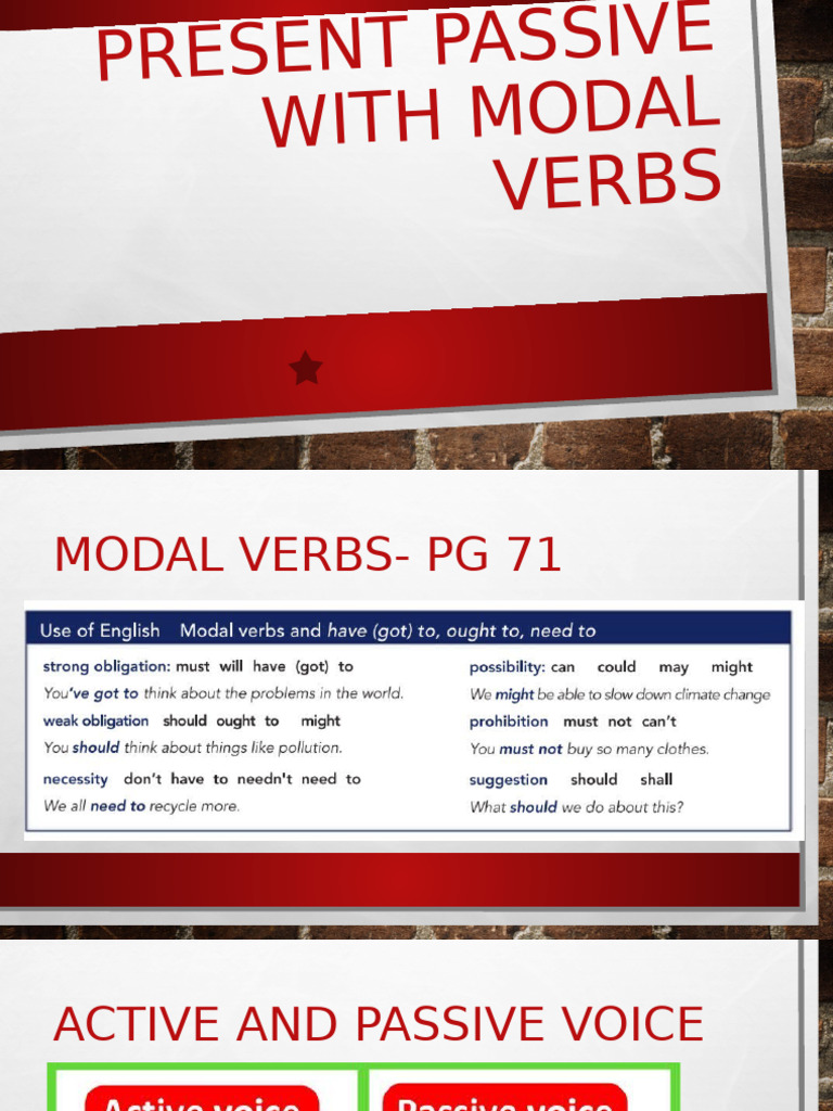 Present Passive with Modal Verbs Guide | PDF