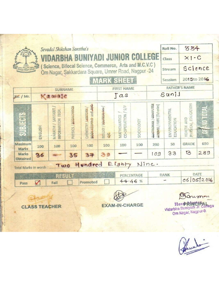 11THMARKSHEET | PDF