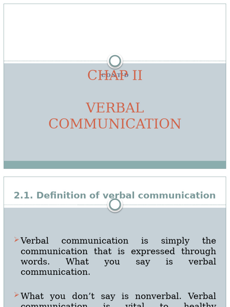 Understanding Verbal Communication | PDF | Communication | Nonverbal ...