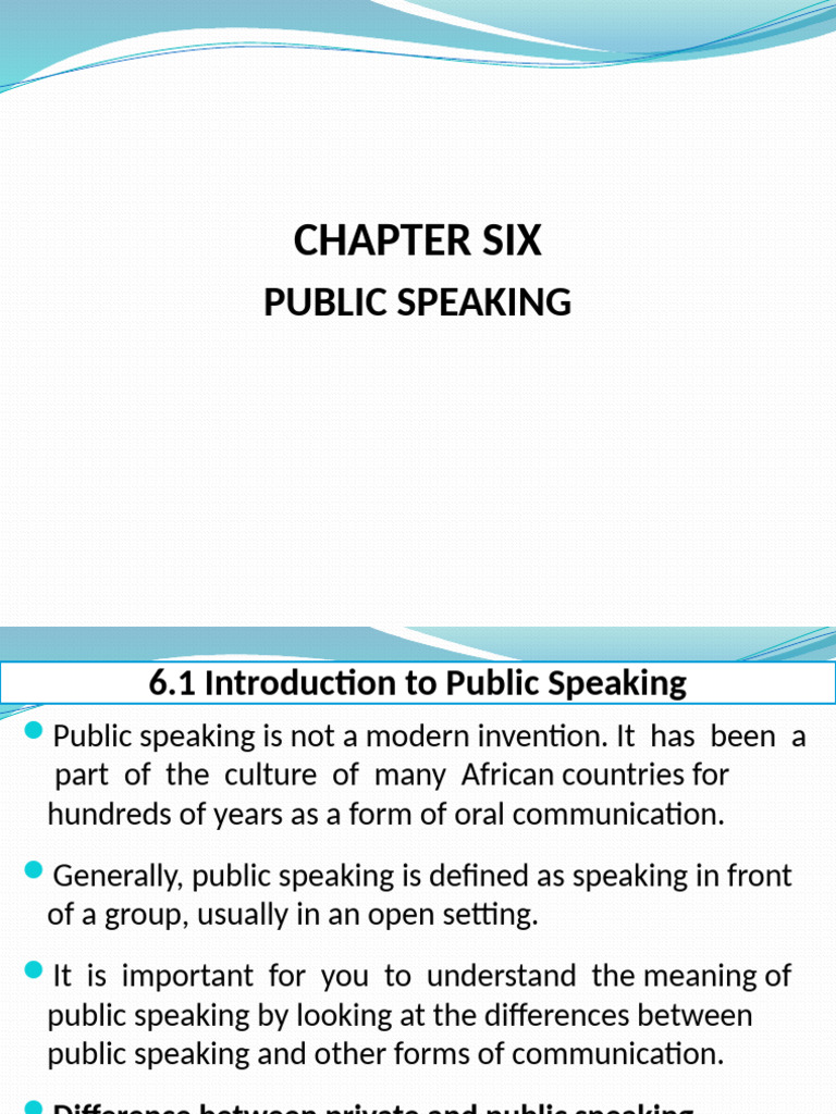 Chap 6 Public Speaking | PDF | Public Speaking | Speech
