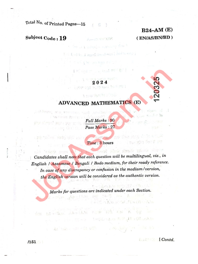 Advanced Mathematics 2024 | PDF