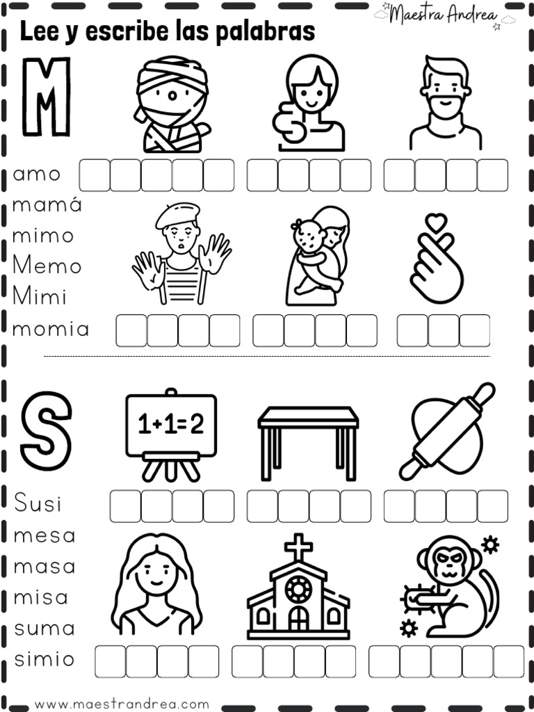 Lee y Escribe Las Palabras MSPTLN-DBCFJG-HKVÑ | PDF