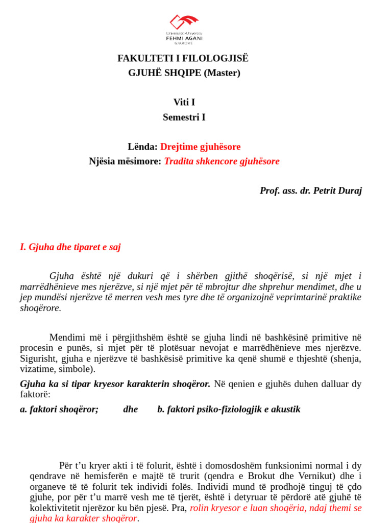 Ligjerata Pare | PDF