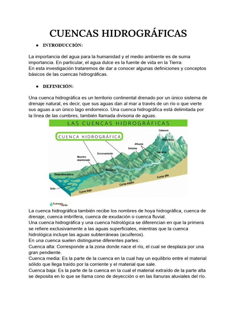Cuencas Hidrográficas: Definición y Tipos | PDF | Cuenca de drenaje ...