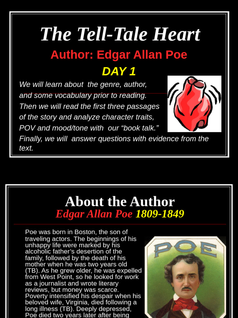 The Tell Tale Heart Teaching PPT Day 1 | PDF | Edgar Allan Poe | Narration