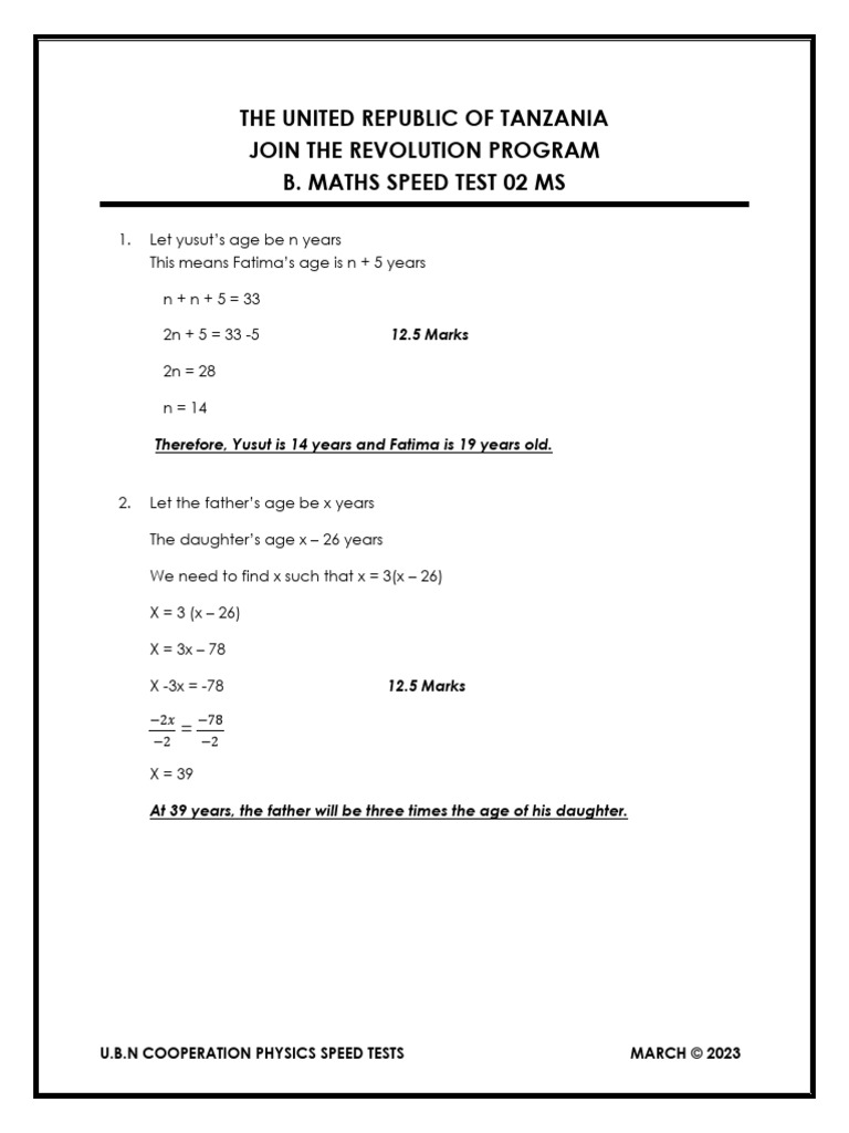 B.maths Speed Test 02 Ms | PDF | Mathematics | Equations